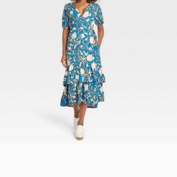 Knox Rose | Dresses | New Womans Blue Knox Rose Floral Wrap Dress ...